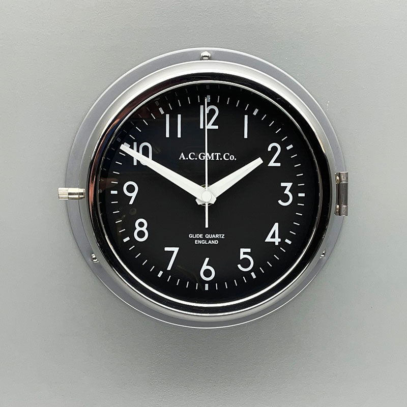 Grey Nautical Wall Clock Black Face | Reclaim Your Time | AC.GMT.co ...
